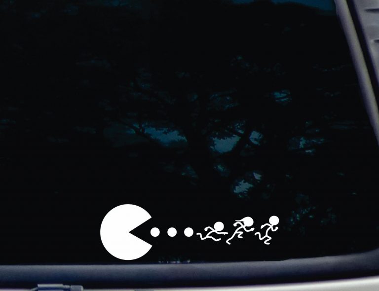 Pac man Chasing stick family Window Decal Sticker | MADE IN USA
