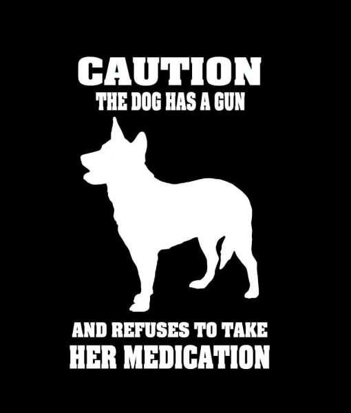 Caution Dog Has Gun Decal Sticker – Custom Sticker Shop