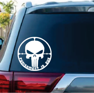 Punisher Skull Punishment Is Due Window Decal Sticker | Custom Made In ...