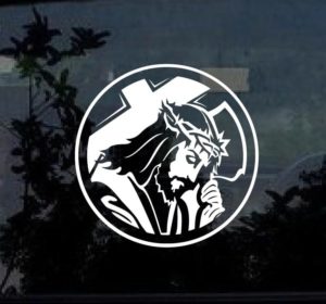 Jesus And Cross Round Christian Christian Stickers For Your Car And ...