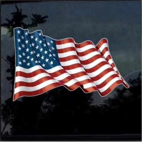 Waiving American Flag Full Color Decal Sticker | Custom Made In the USA ...