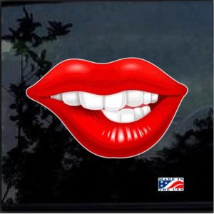 Biting Lip Lips Full Color Decal Sticker | MADE IN USA