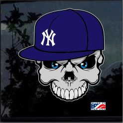 NY Yankees Skull and Cap Full Color Decal Sticker