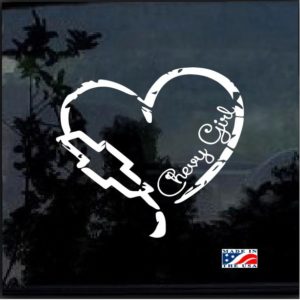 Chevy Girl Heart Distressed Truck Decal Sticker Decal Sticker | Custom ...