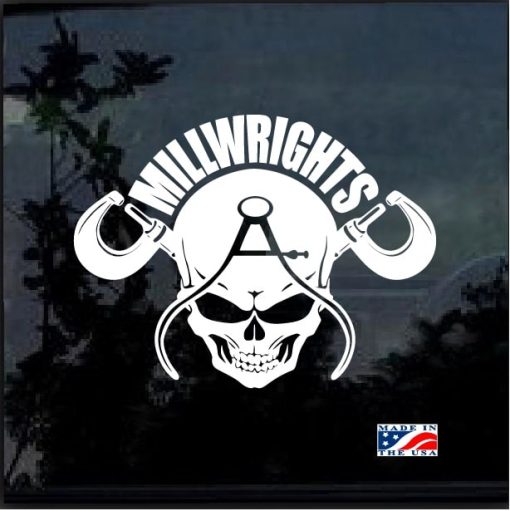 Millwrights Worker Skull decal sticker | Custom Sticker Shop