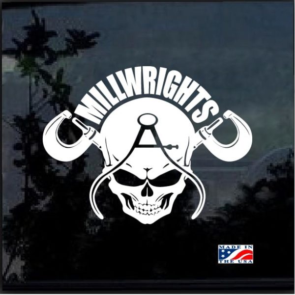 Millwrights Worker Skull decal sticker | Custom Sticker Shop