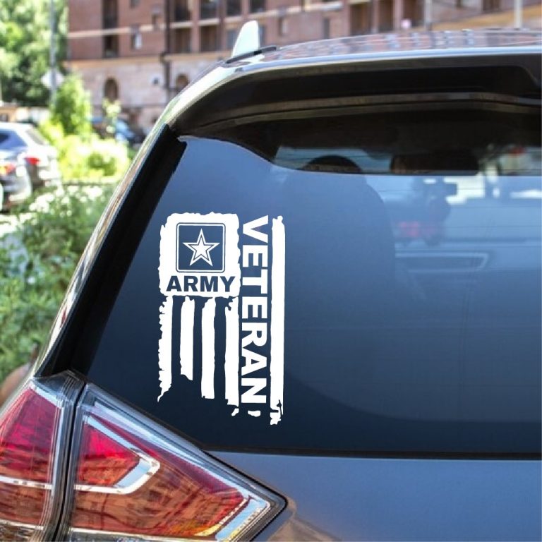 Army Veteran Weathered Flag Military Window Decal Sticker