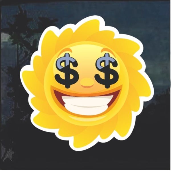 Emoji Sun Smiling Dollar Signs Window Decal Sticker | Custom Sticker Shop