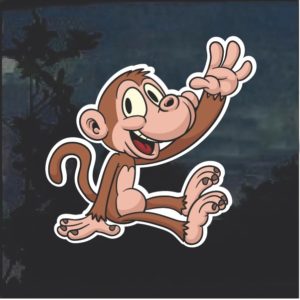 Monkey waving Decal Sticker | MADE IN USA