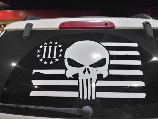 Punisher Skull 3 percenter flag Window Decal Sticker | Custom Sticker Shop