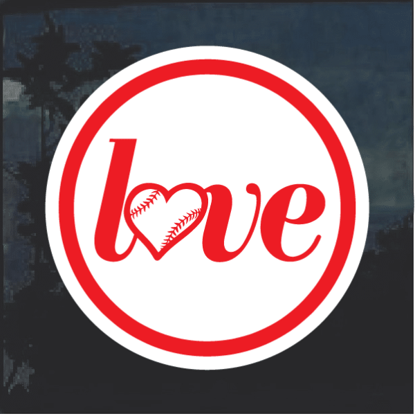 Love Baseball round Window Decal Sticker | Custom Sticker Shop