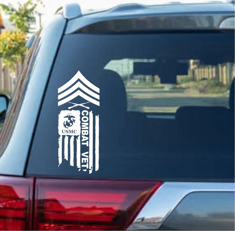 Usmc Combat Veteran Sgt Weathered Flag Decal Sticker | Custom Made In ...